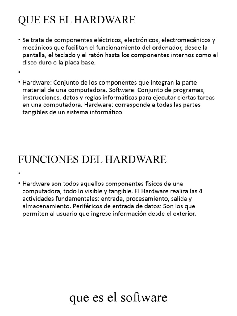 Que Es El Hardware | Descargar gratis PDF | Hardware de la computadora | Programa de computadora