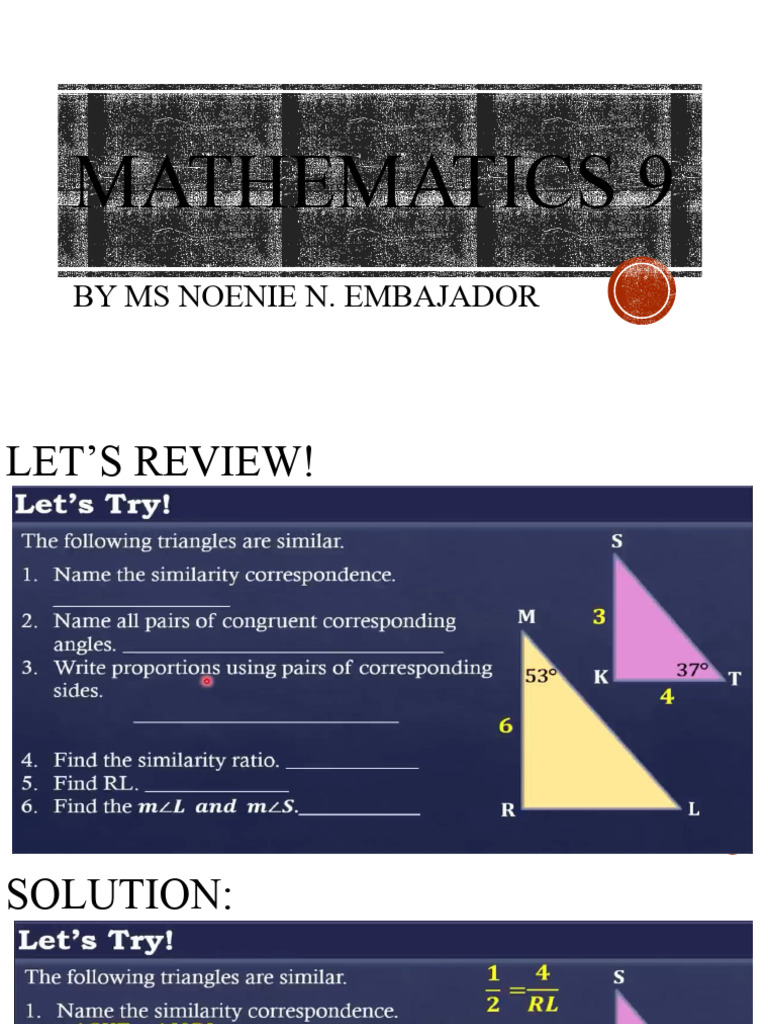 Math 9-Conditions For Similarity of Triangles | PDF