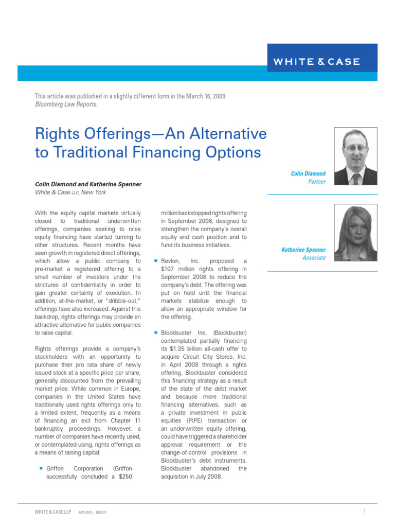 Articles Rights Offering | PDF | Securities (Finance) | Stocks
