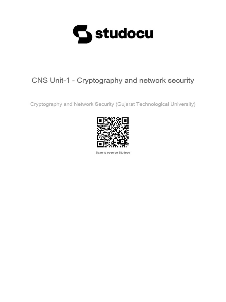 Cns Unit 1 Cryptography and Network Security | PDF | Cryptography ... Cns Unit 1 Cryptography and Network Security | PDF | Cryptography ...