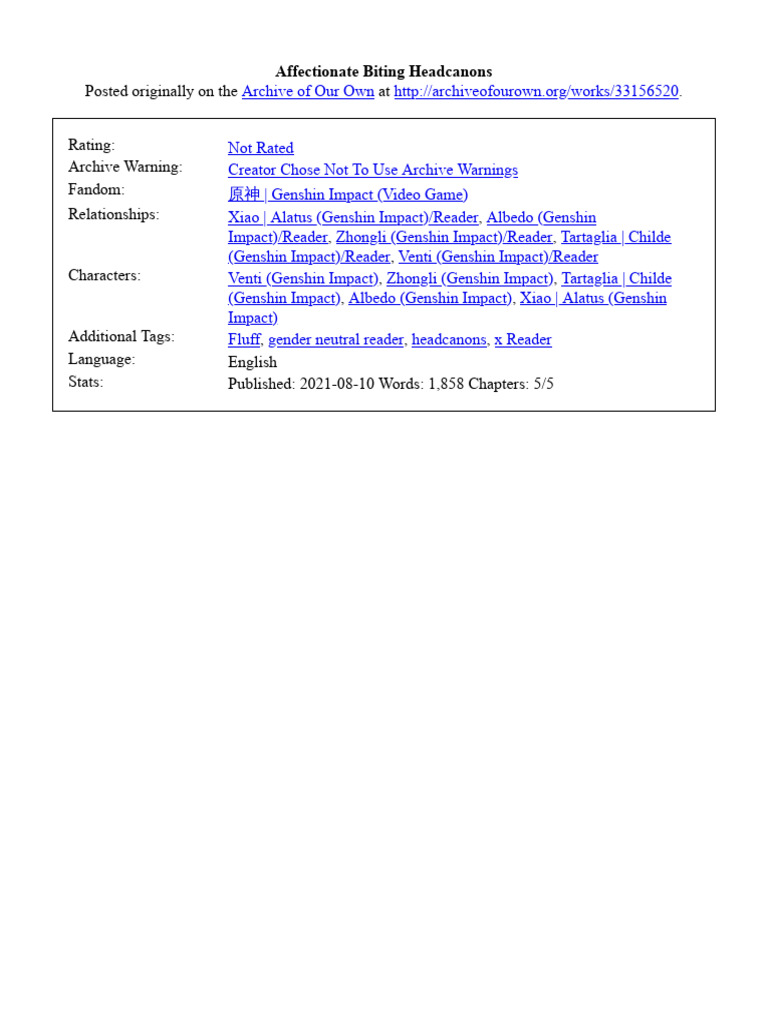 Affectionate Biting | PDF