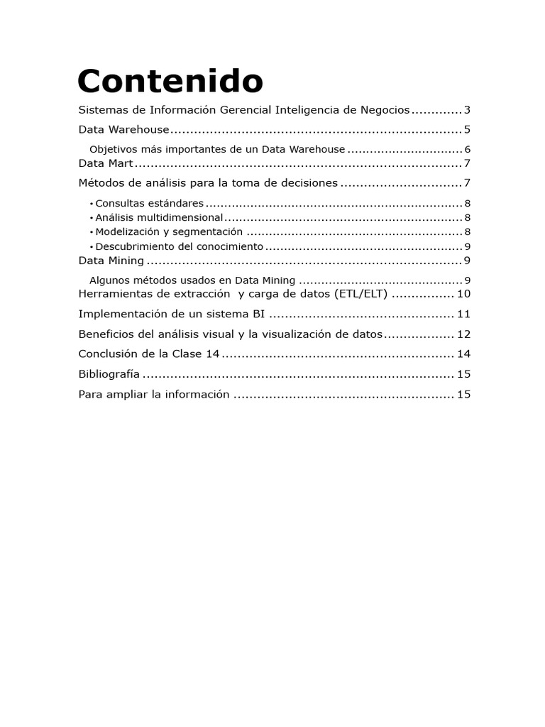 Clase 14 DW-BI | PDF | Inteligencia de negocios | Almacén de datos