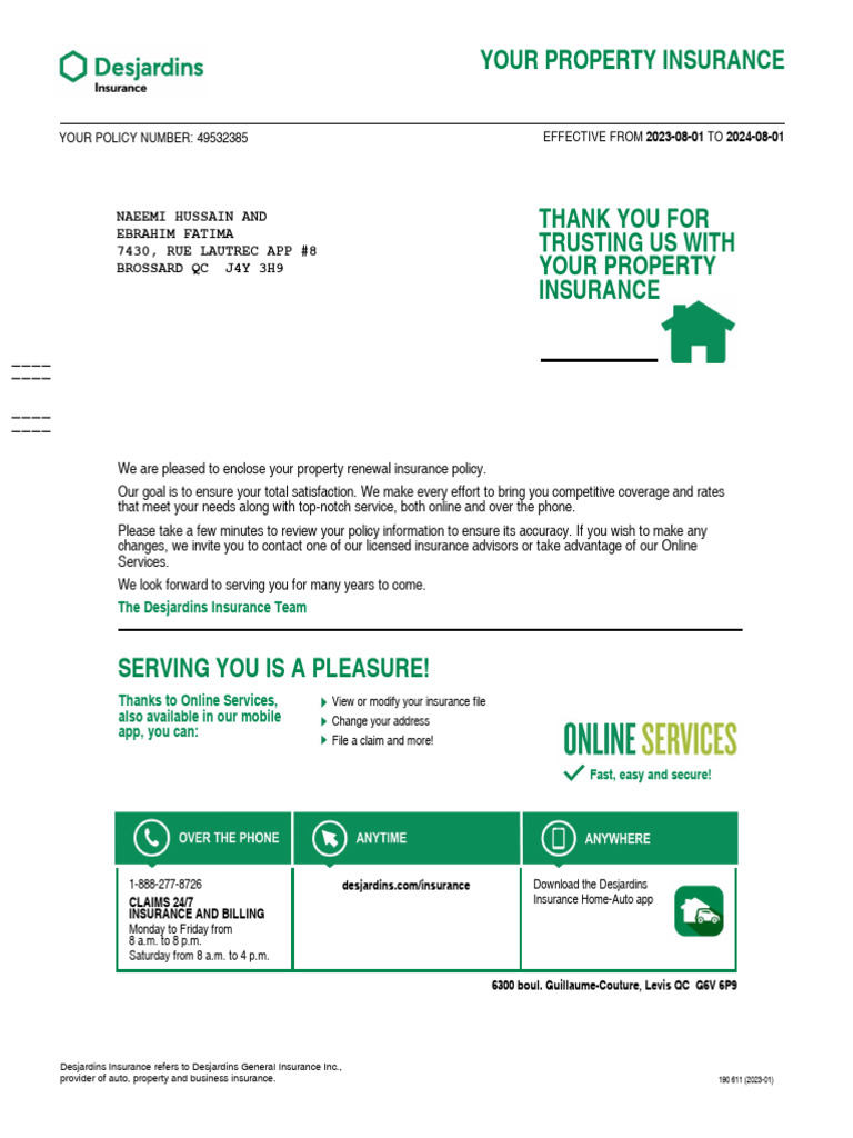 Property Insurance Renewal Notice | PDF | Insurance | Debit Card