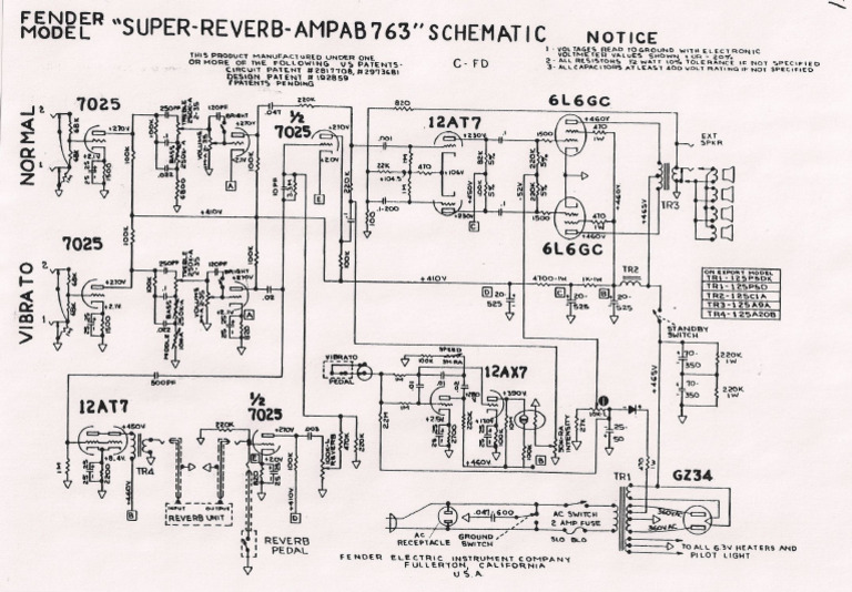 Fender Super Reverb Ab763 Schematic | PDF