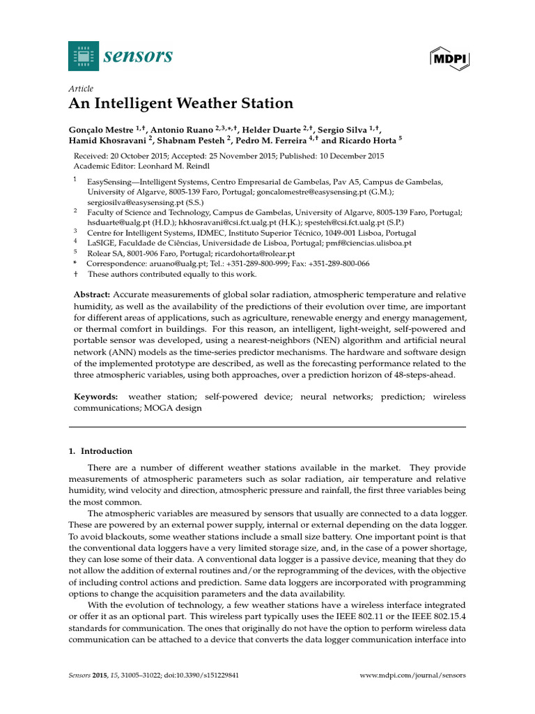 An Intelligent Weather Station | PDF | Wireless Sensor Network ...