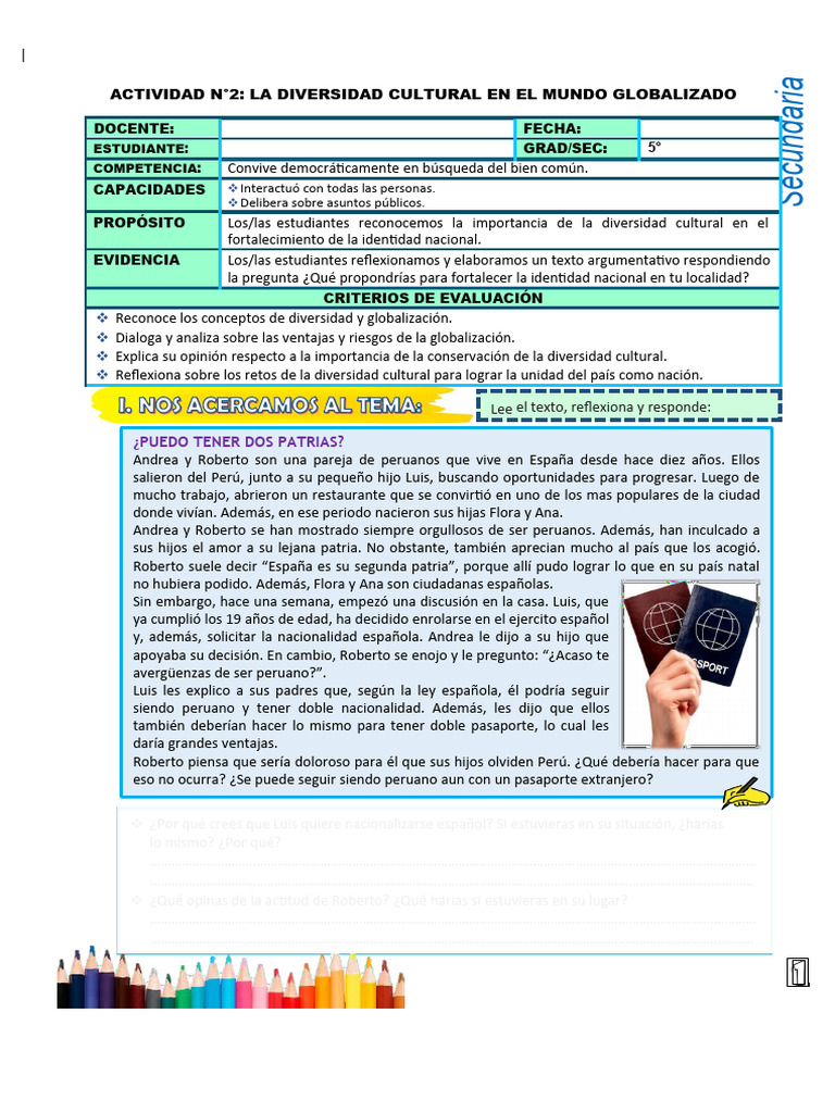 5° DPCC - Actv.02-Unid.4 2023 | PDF | Globalización