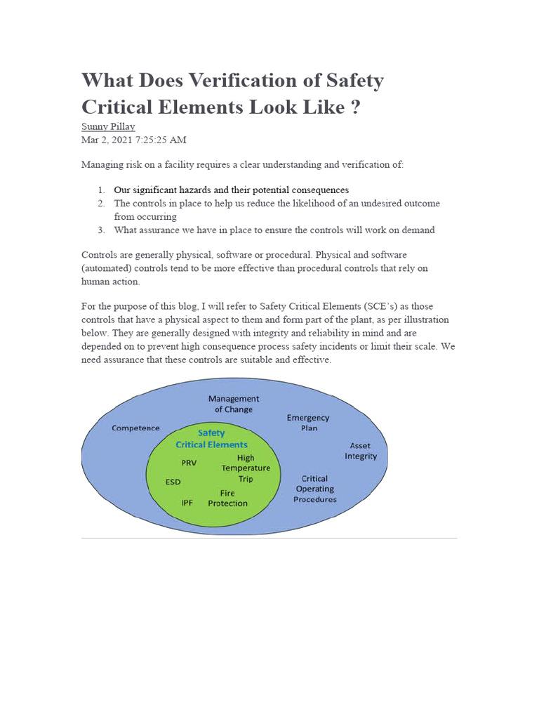 What Does Verification Of Safety Critical Elements Look Like Pdf Risk Verification And