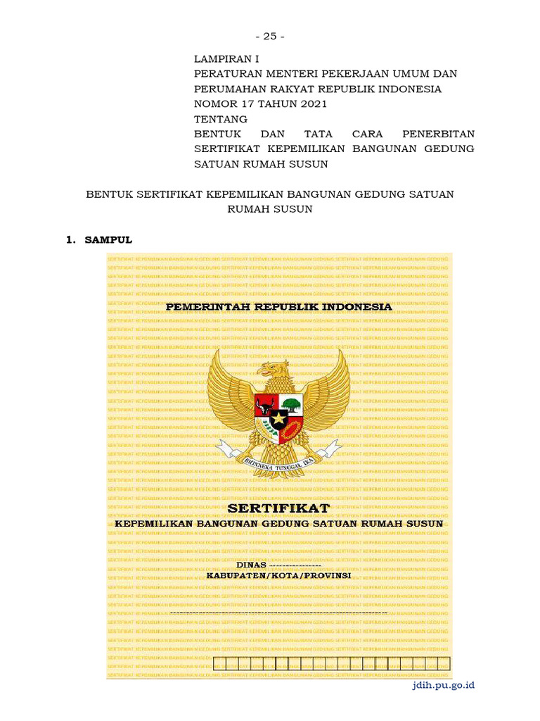 Lampiran Permen PUPR No. 17 Tahun 2021 Tentang Bentuk Dan Tata Cara ...