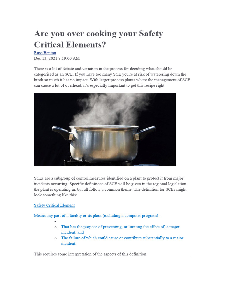 Are You Over Cooking Your Safety Critical Elements | PDF | Risk | Safety