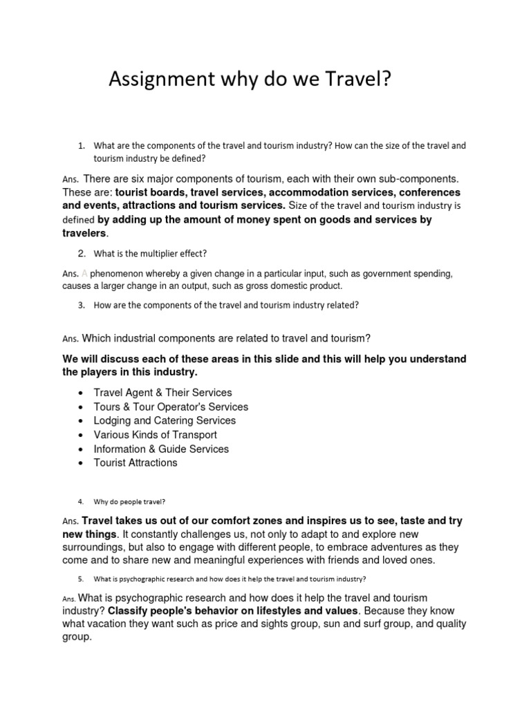 Assignment Why Do We Travel | PDF