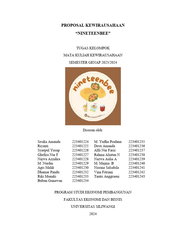 Proposal Kewirausahaan Kel.2 | PDF
