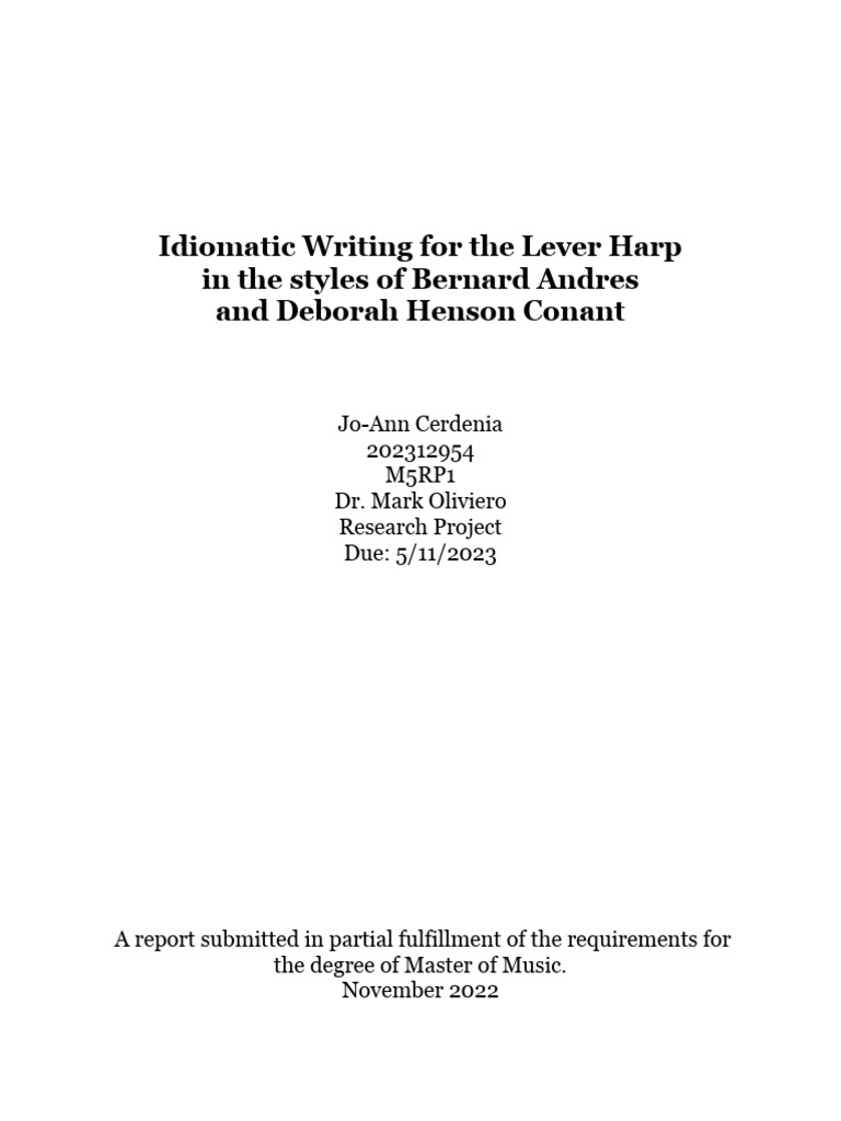 Idiomatic Writing For The Lever Harp MK 3 | PDF | String Instruments | Musical Instruments