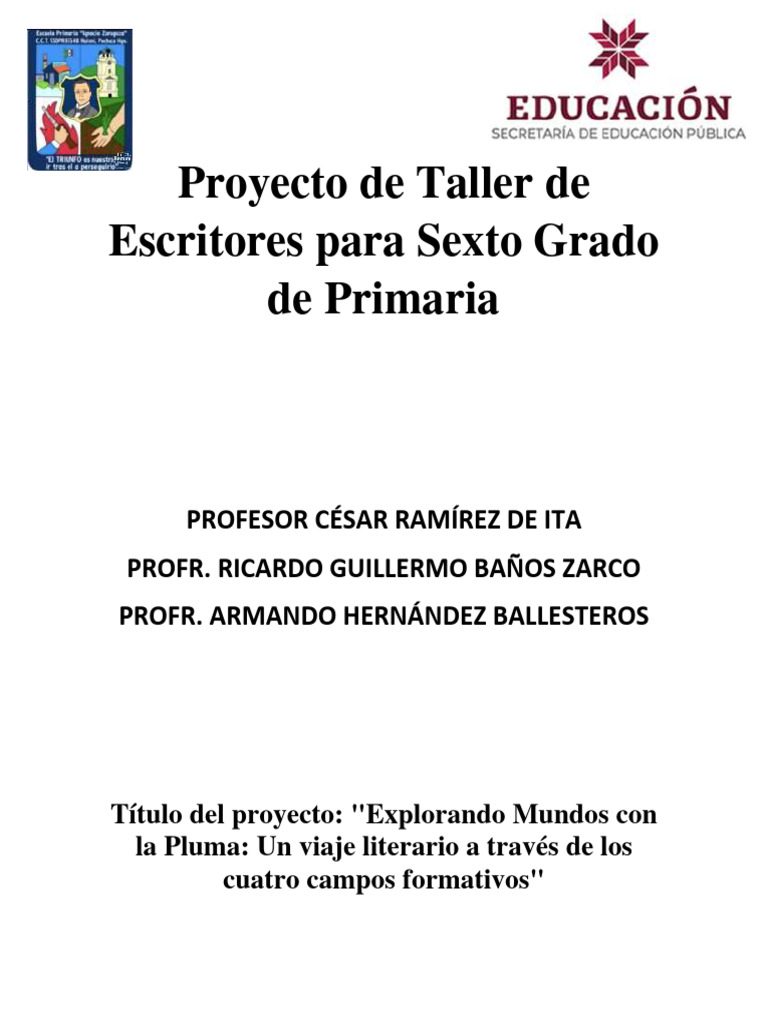 Proyecto de Taller de Escritores para Sexto Grado de Primaria ...