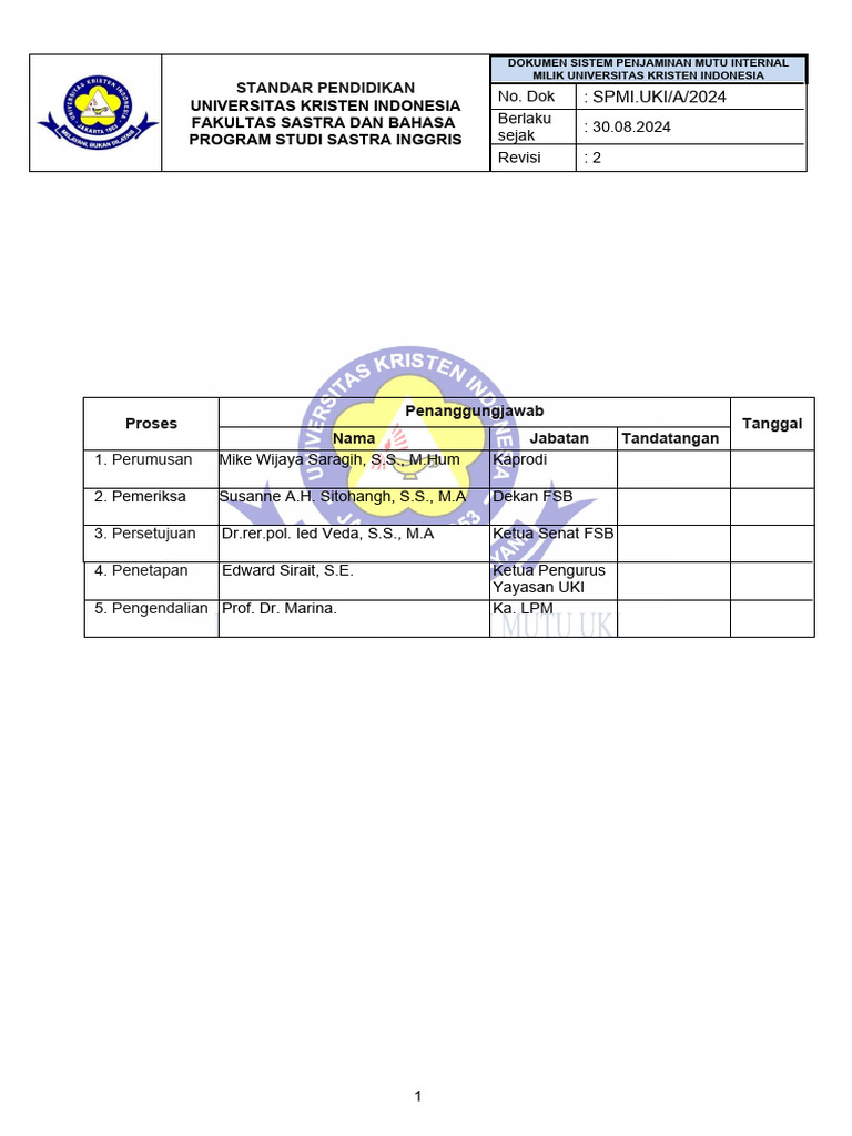 Contoh Standar Pendidikan | PDF