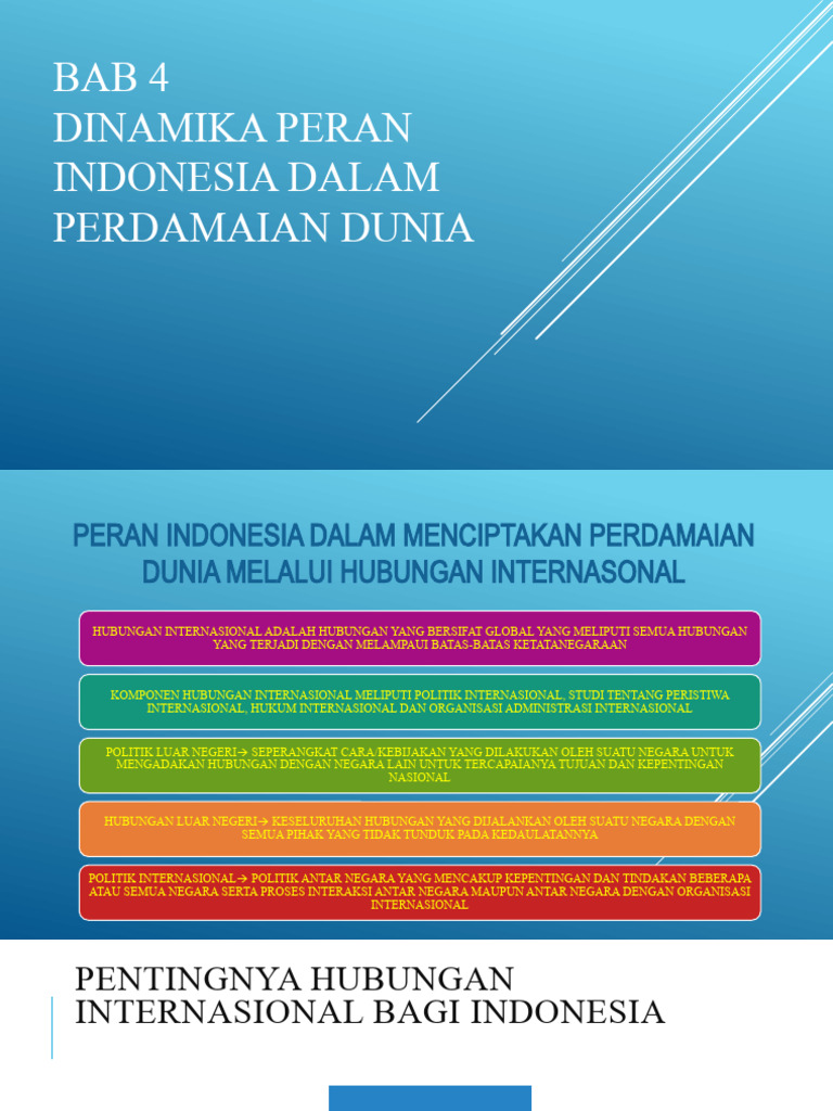 PKN Xi Bab 4 Dinamika Peran Indonesia Dalam Perdamaian Dunia | PDF