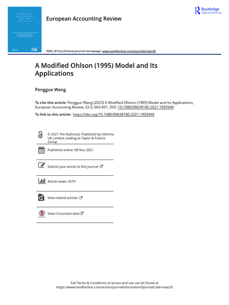 Wang, 2023 - A Modified Ohlson 1995 Model and Its Applications | PDF ...
