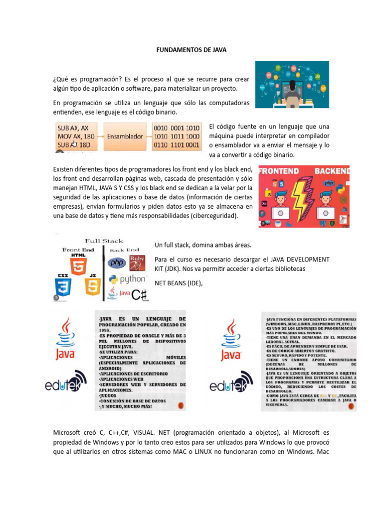 Fundamentos de Java | PDF | Java (lenguaje de programación) | .NET ...