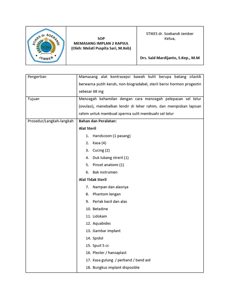 Sop KB Implant | PDF