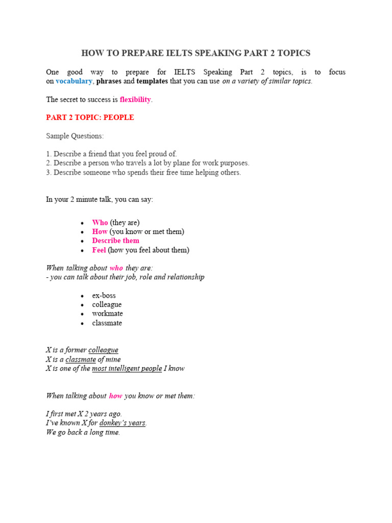 How To Prepare IELTS Speaking Part 2 Topics | PDF | Extraversion And ...