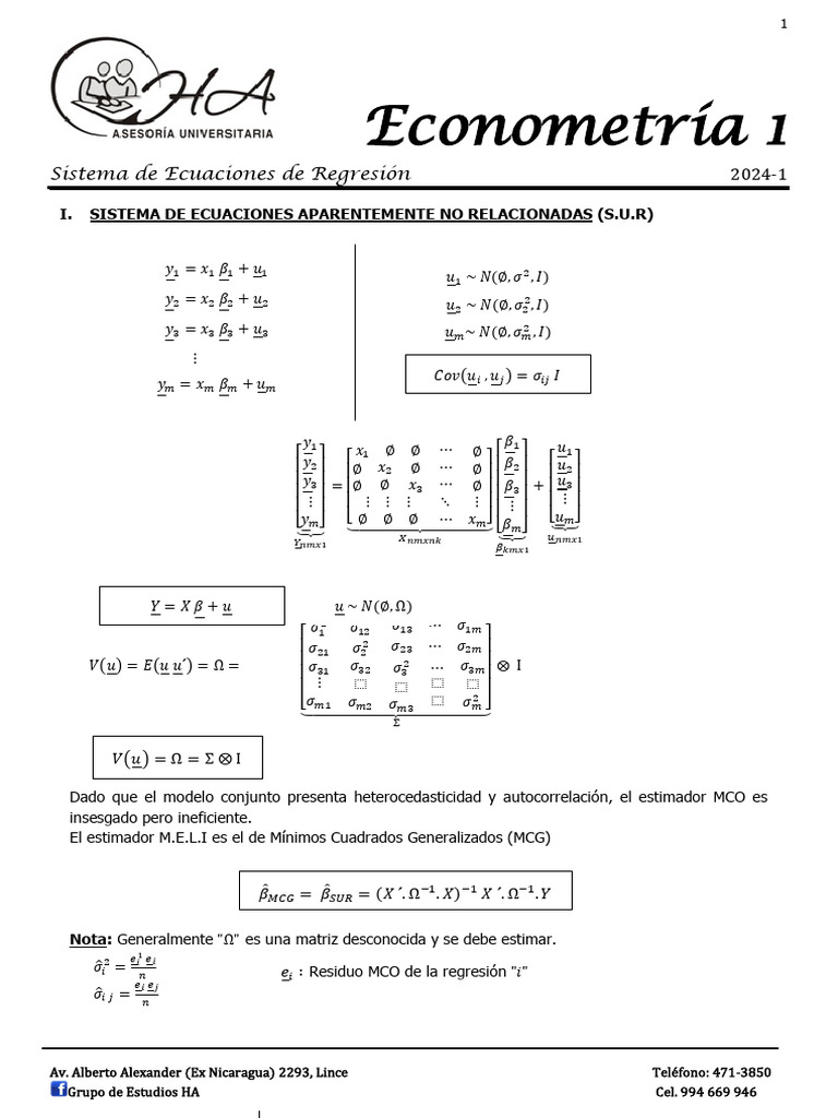 Sistema de Ecuaciones de Regresiòn 2 | PDF | Mínimos cuadrados ordinarios | Mínimos cuadrados