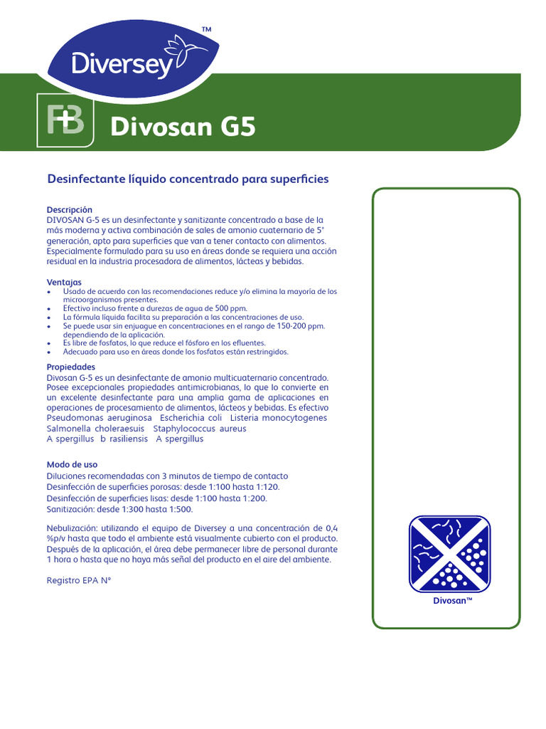 FT Divosan G5 | PDF | Agua | Alimentos