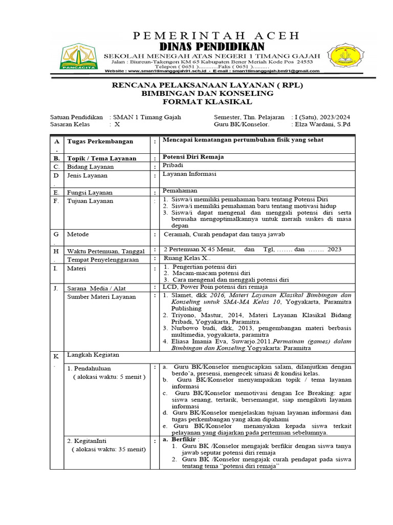 RPL BK Potensi Diri Remaja | PDF | Karier & Perkembangan | Sains & Matematika