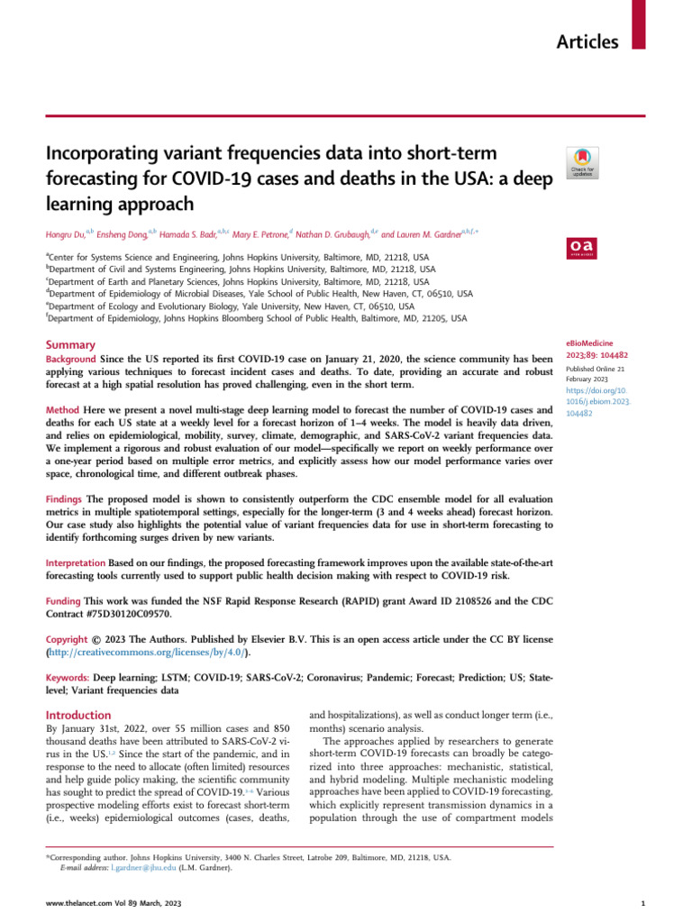 Incorporating Variant Frequencies Data Into Short - Term Forecasting ...