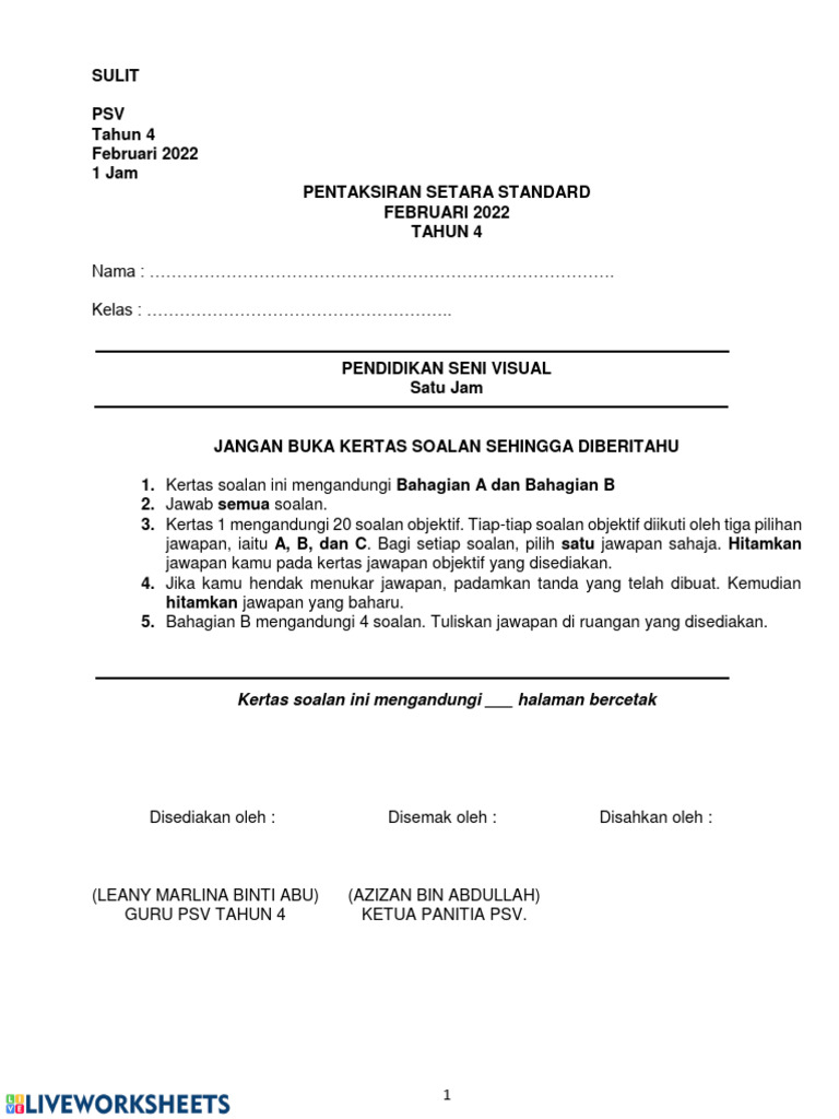 SOALAN PSV Exam | PDF