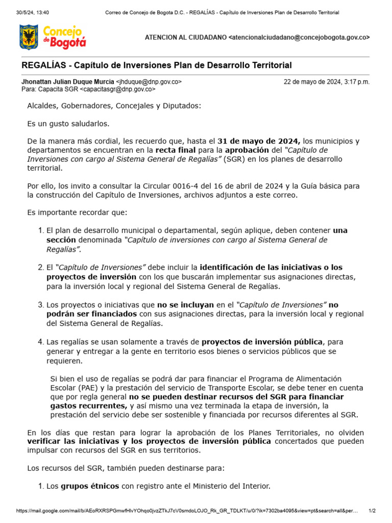 JHONATTAN JULIAN DUQUE MURCIA - Correo de Concejo de Bogota D.C ... JHONATTAN JULIAN DUQUE MURCIA - Correo de Concejo de Bogota D.C ...