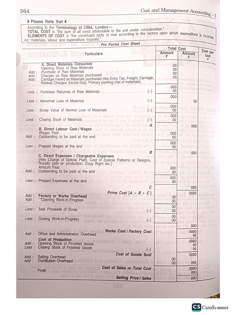 Cost Sheet | PDF