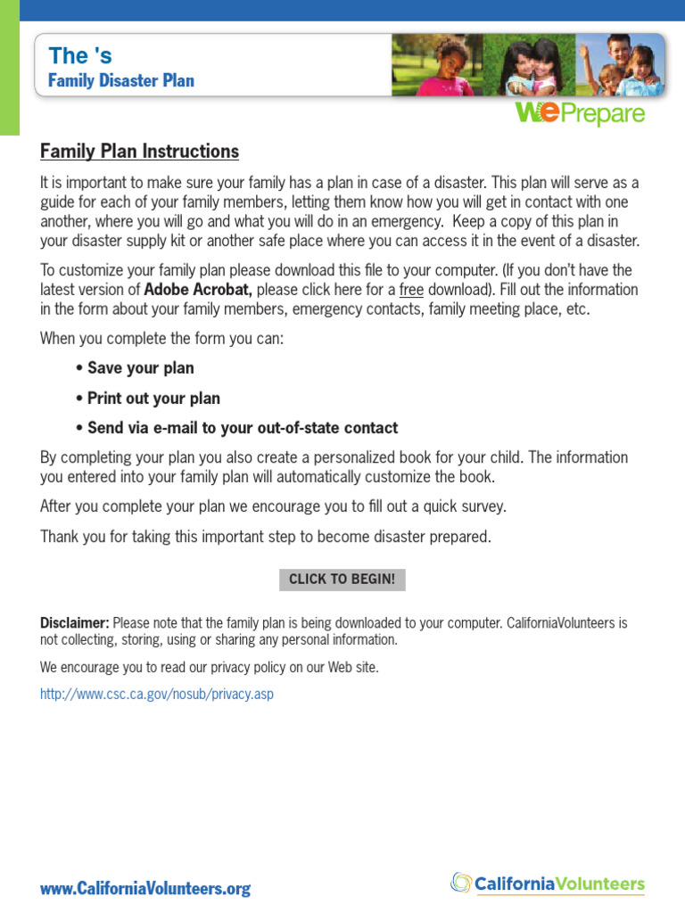 Family Disaster Preparedness Plan Guide | PDF | Emergency Management ...