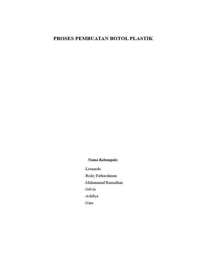 Pembuatan Botol Plastik | PDF | Kesehatan Holistik | Sains & Matematika
