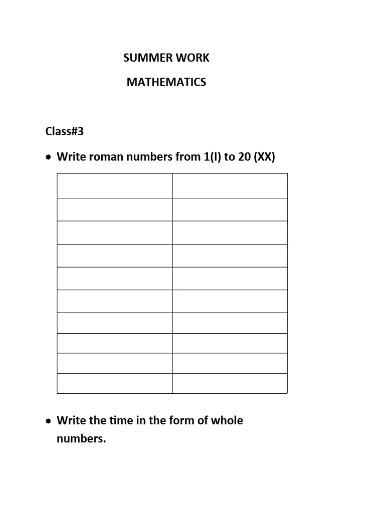 SUMMER WORK Class 3 Final | PDF | Algebra | Mathematical Analysis