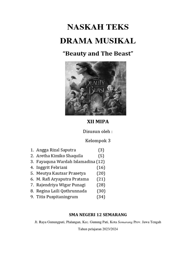 NASKAH TEKS Drama Musikal Beauty and The Beast Repisi | PDF | Klasik