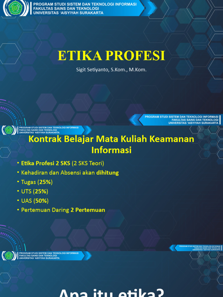 Materi Pertemuan 1 Etika Profesi Etika Profesi 20230314 100447 | PDF