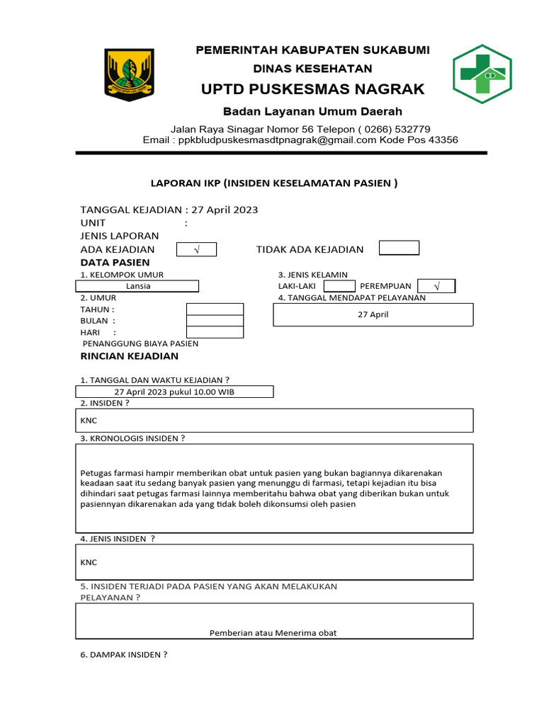Form Pelaporan IKP | PDF | Kesehatan Holistik
