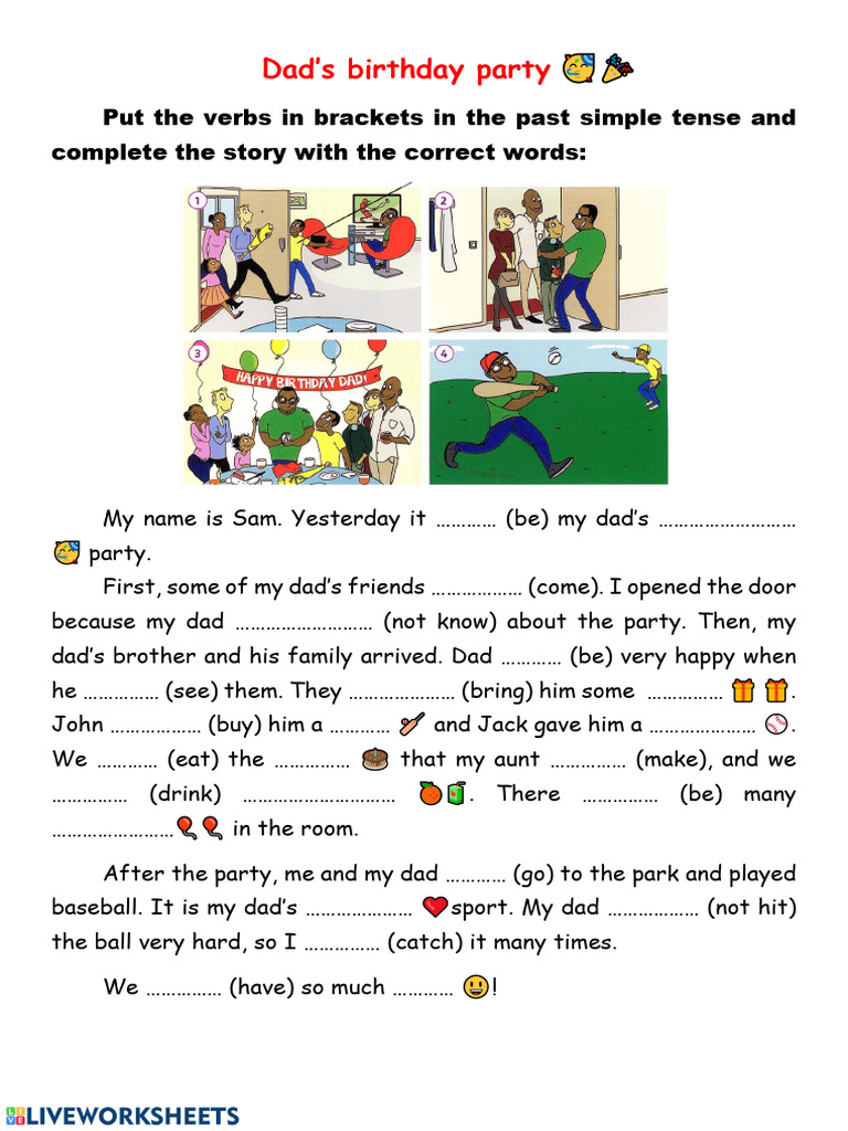 Dad's Birthday Party Story Exercise | PDF | Art | Cooking, Food & Wine