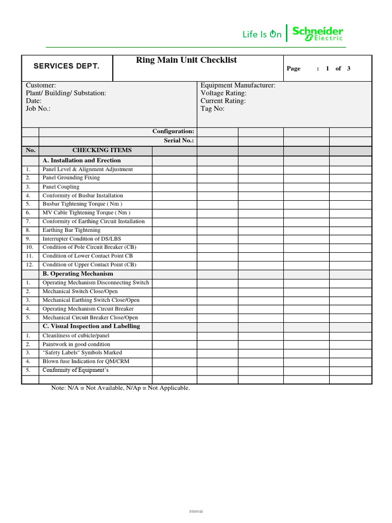 RMU Checklist.V2 | Download Free PDF | Electrical Substation | Switch