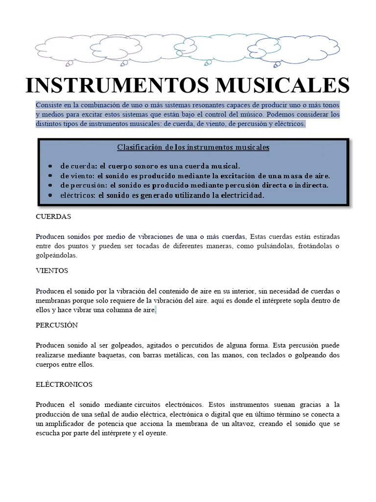 INSTRUMENTOS MUSICALEs Completo | PDF | Instrumentos de cuerda | Kit de ...