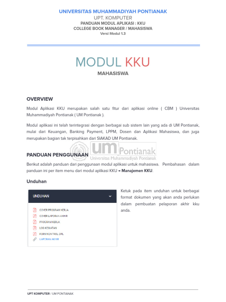 Panduan Modul Aplikasi Kku Mahasiswa | PDF