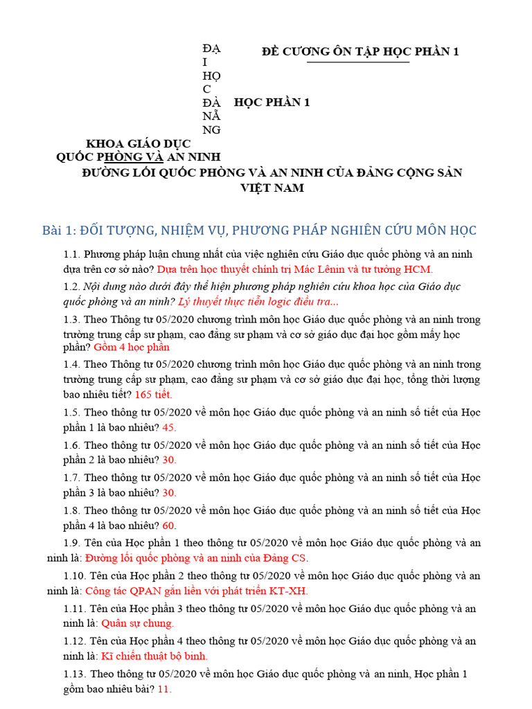 De Cuong HP1 - SV | PDF