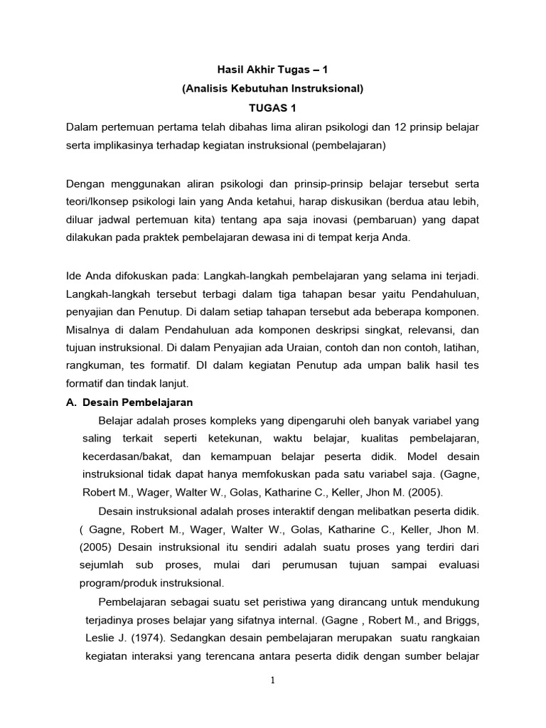 Contoh Tugas Project Desain Pembelajaran | PDF