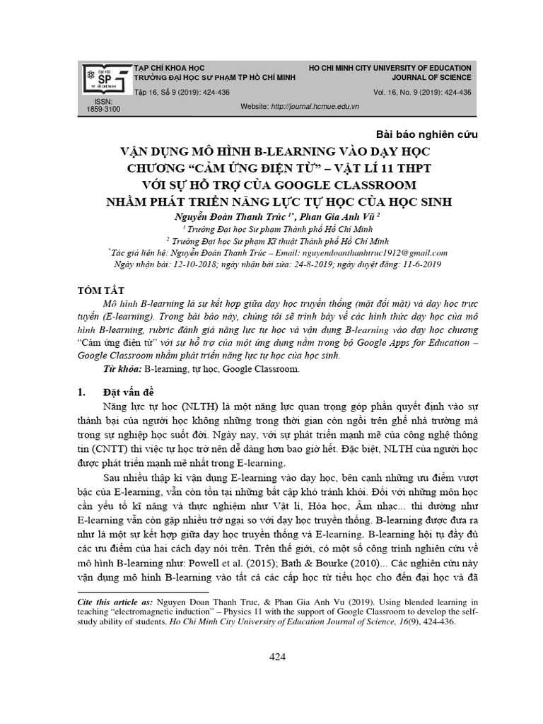 VN DNG Mo Hinh B Learning Vao Dy HC | PDF