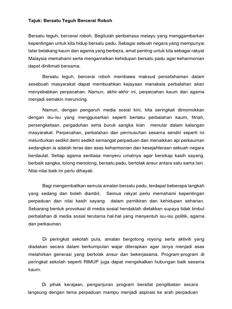 BERSATU TEGUH, BERCERAI ROBOH | PDF