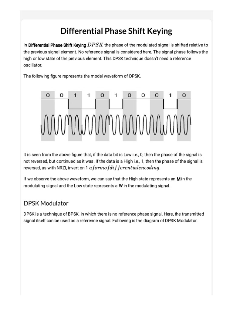 Differential Phase Shift Keying | PDF | Science & Mathematics | Computers