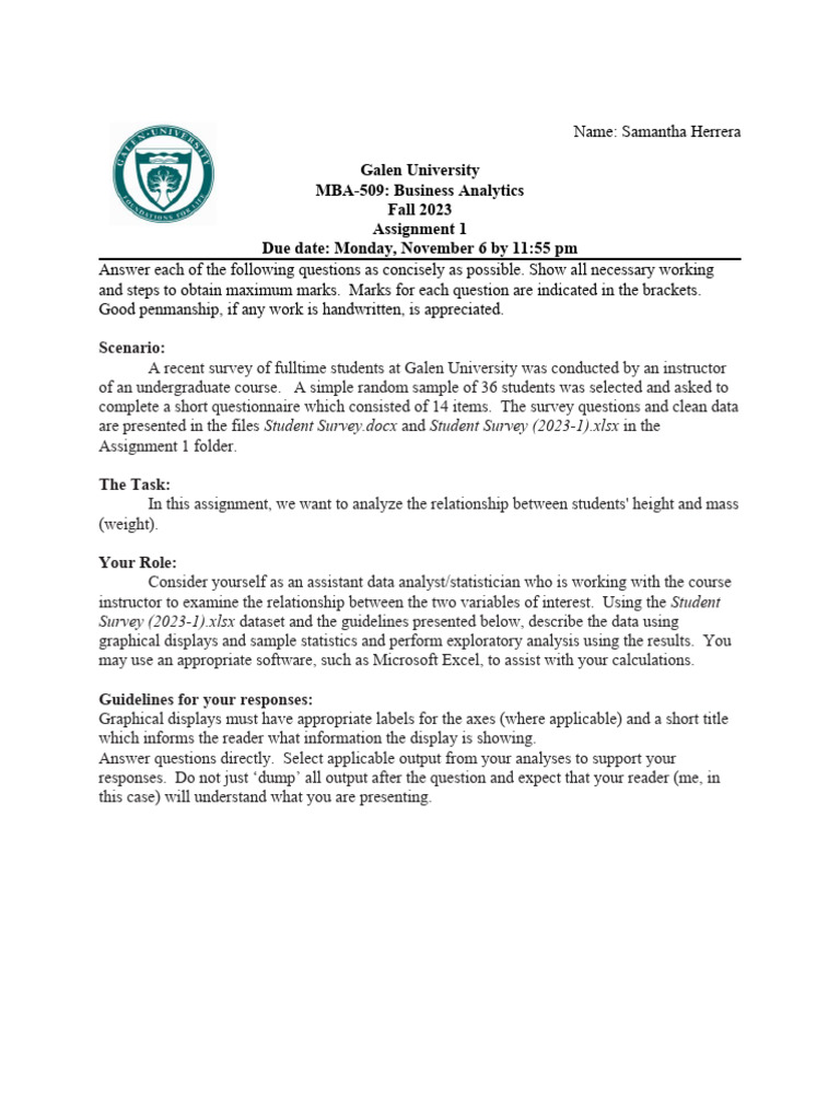 Assignment 1 - Samantha Herrera Business Analytics | PDF | Level Of ... Assignment 1 - Samantha Herrera Business Analytics | PDF | Level Of ...