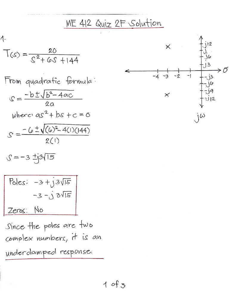 ME 412 Quiz 2F Solution | PDF