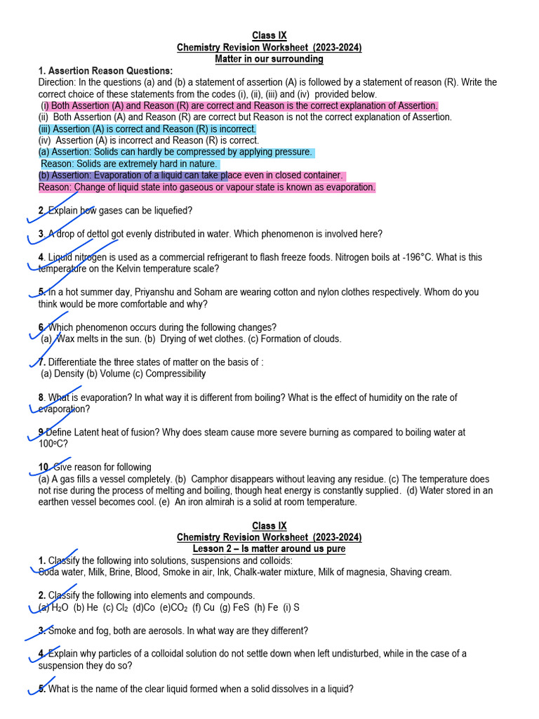 9-Chemistry-Revision WS-23-24 | PDF | Isotope | Atoms