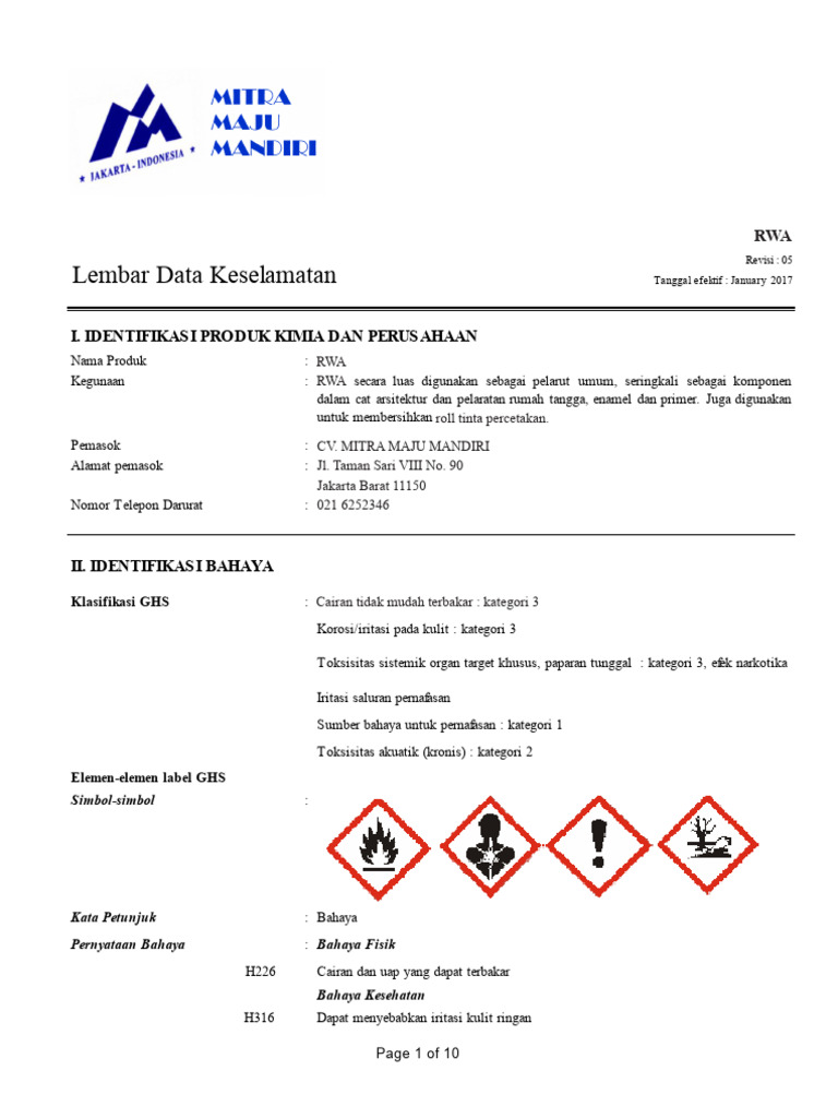 MSDS Rwa | PDF
