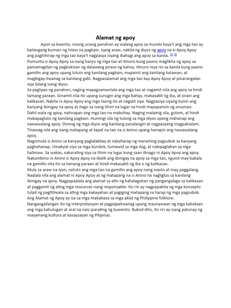 Ang Alamat NG Apoy | PDF